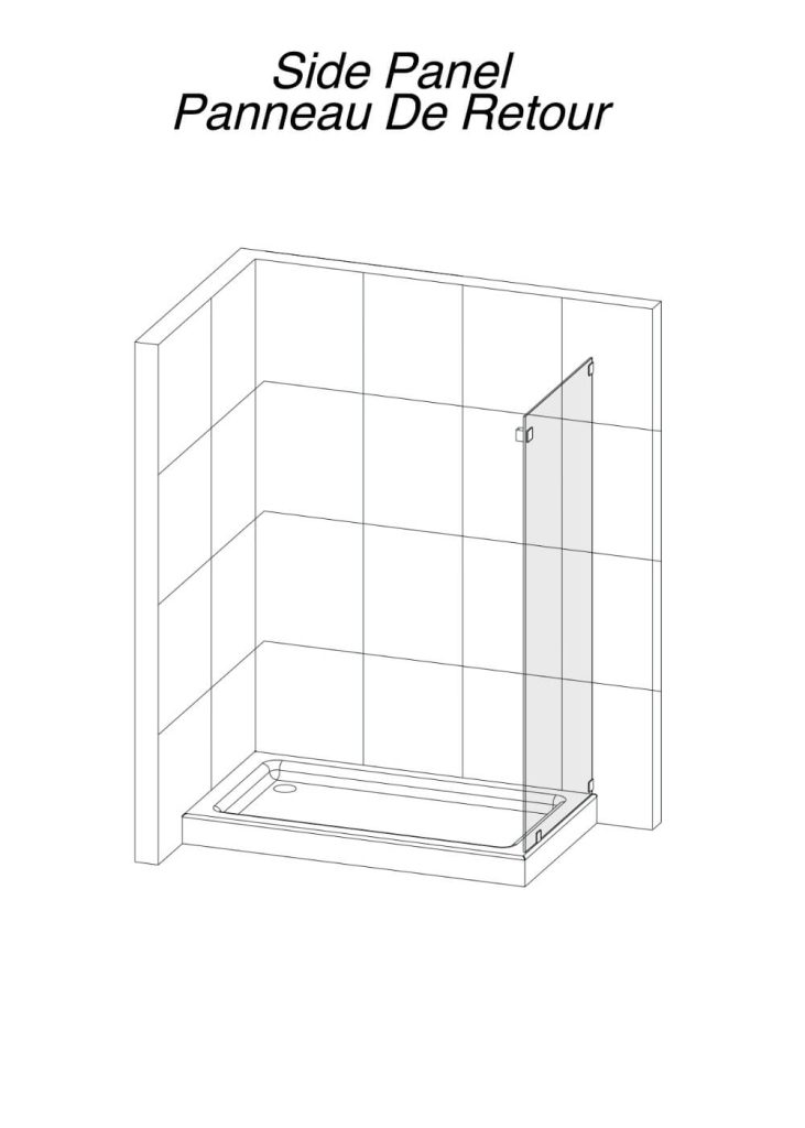 Faye 30-36"W Side Panel For Double Slide Corner Shower Door - Douccia ...